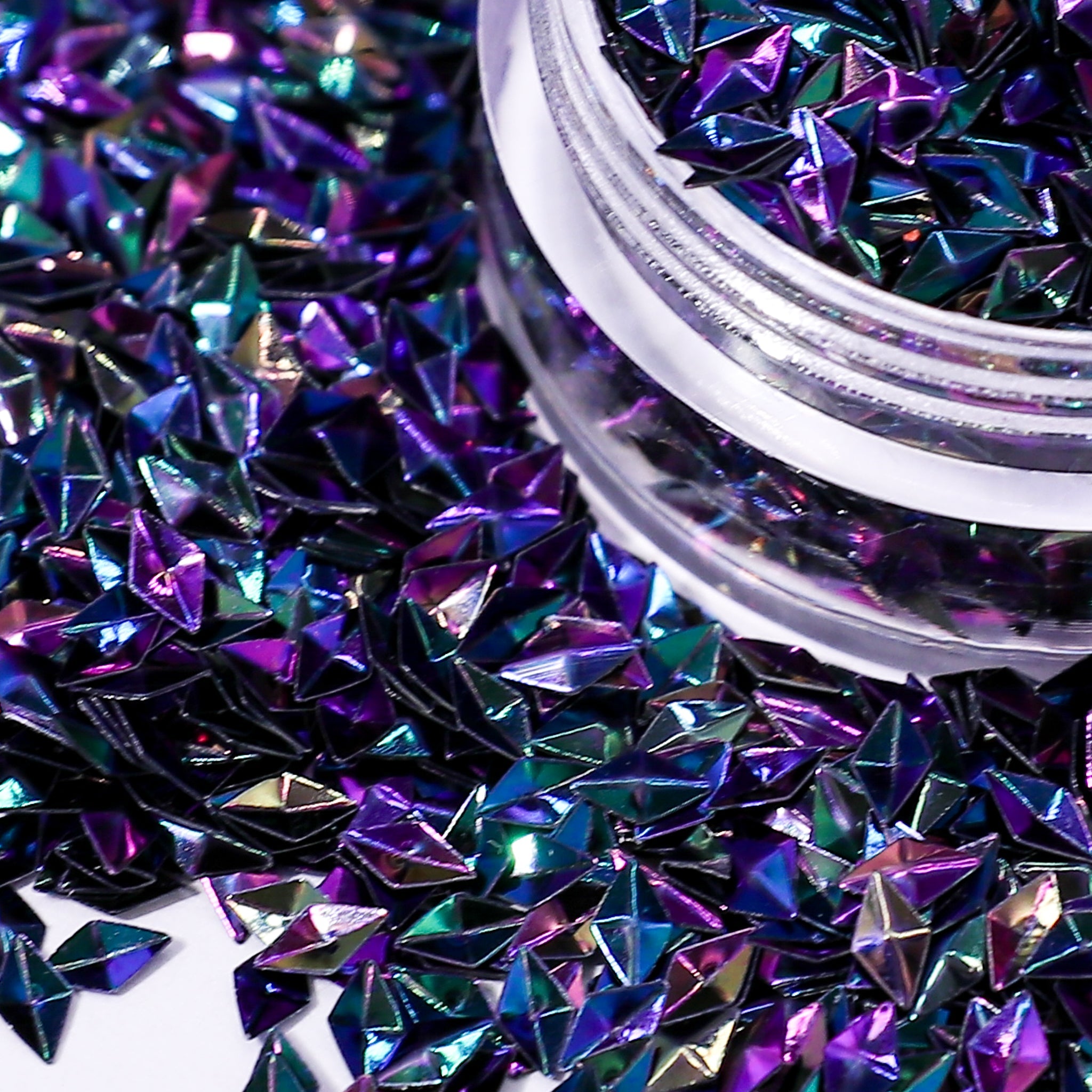 Glitter Planet 'Oil Slick' 3D Diamond Shaped Dark iridescent Nail Glit